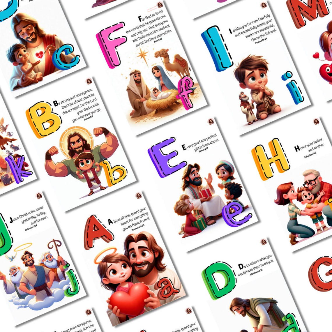 ABC Bible Flashcards Printable for Kids Memorization Bible Verses ...