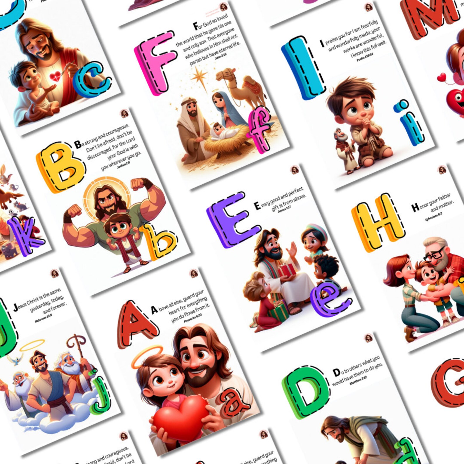 ABC Bible Flashcards Printable for Kids Memorization Bible Verses ...