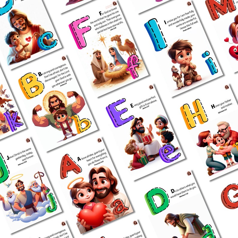 ABC Bible Flashcards Printable for Kids Memorization Bible Verses ...