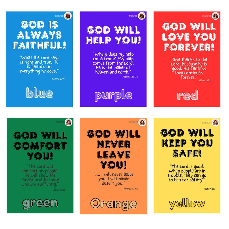 Biblical Memory Verse Flashcards for Kids - Bible Verses Color Learning ...