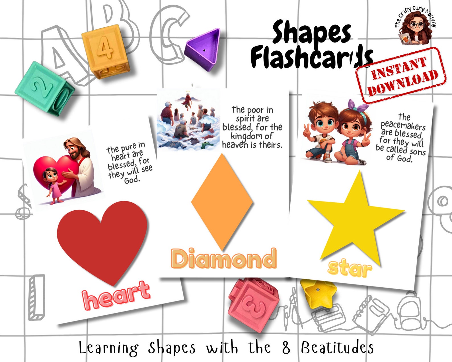 Learning Shapes Bible Verse Cards Activity for Kids Educational ...