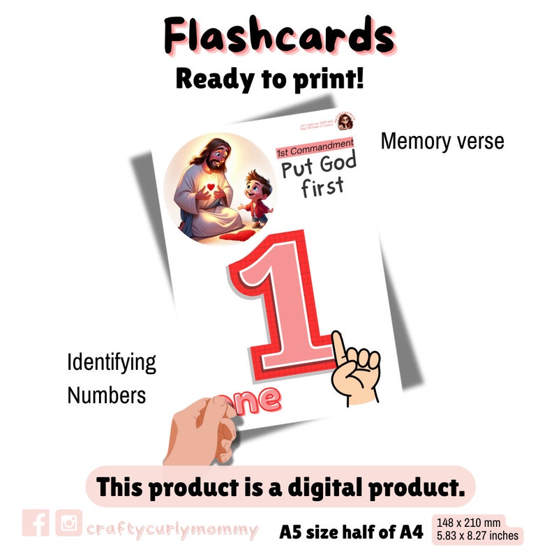 Numbers Flashcards Educational Bible Learning for Preschool Activity ...