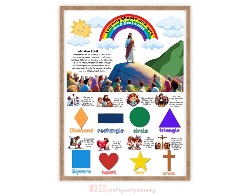 Learning Shapes Posters Bible Verse Cards Activity for Kids Educational ...