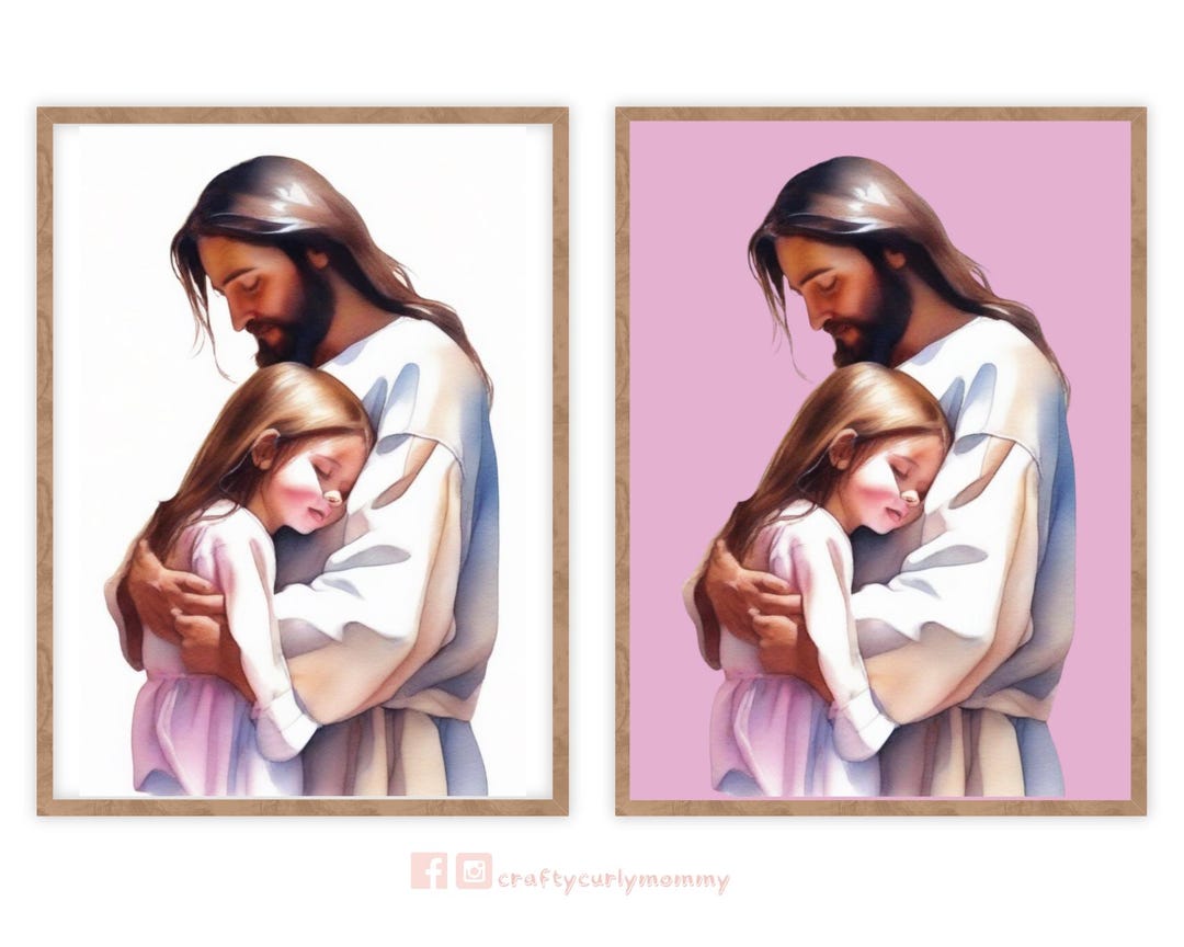 Jesus Hugging Girl, Modern Christian Art, Baptism Gift Girl, Expecting ...