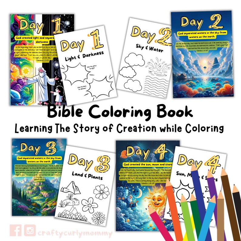 Bible Coloring Book, Story of Creation, Jesus Coloring Pages, Kids ...