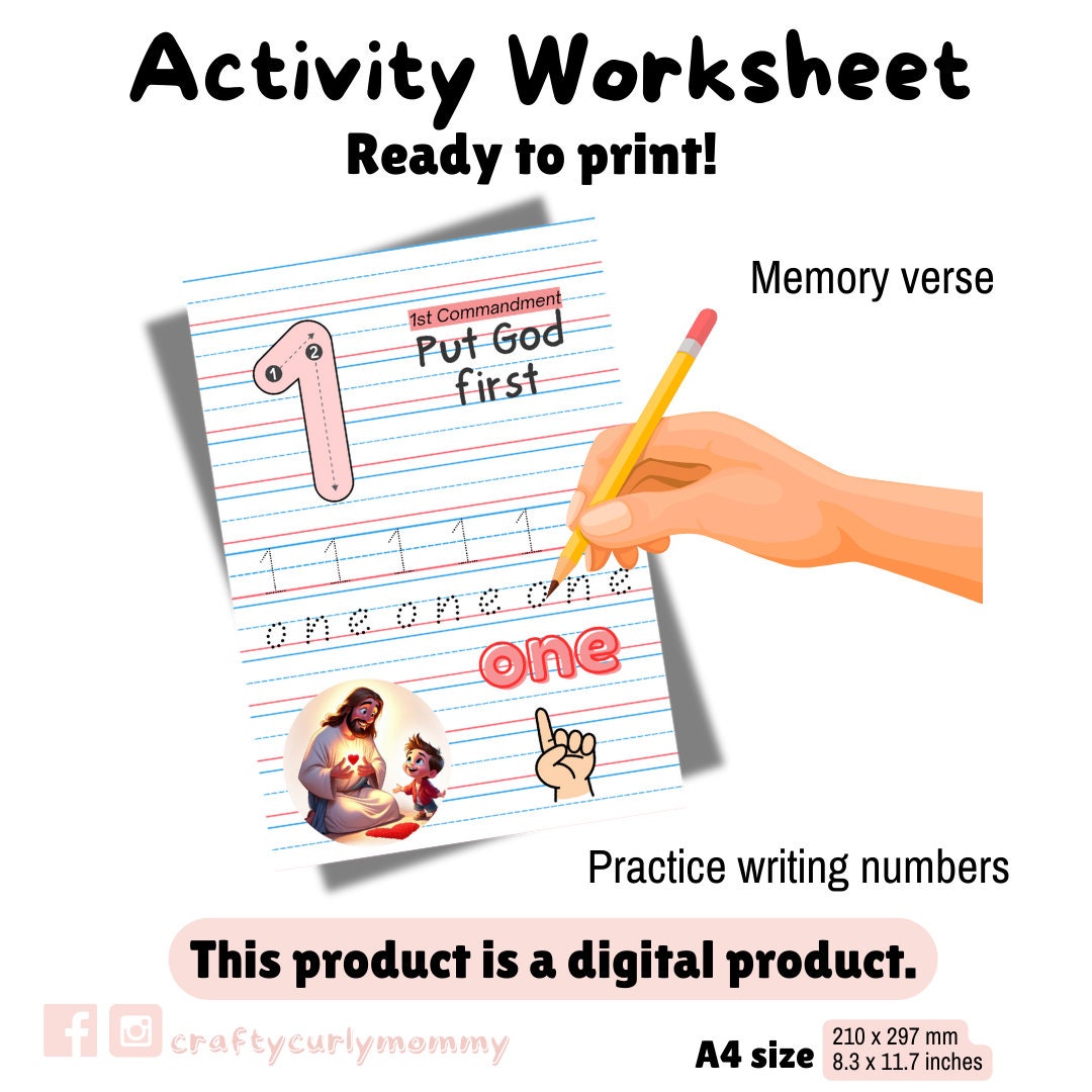 Numbers Tracing Practice Sheets Homeschool Christian Preschool Activity ...