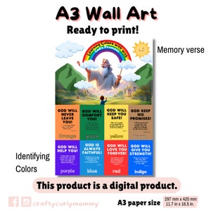 Learning Colors Poster With Bible Verses Scripture Cards Educational ...