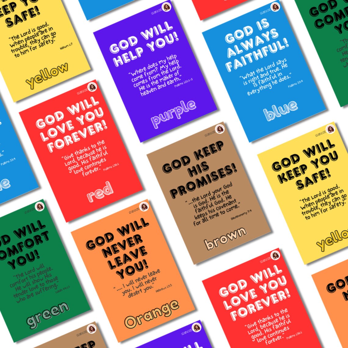 Biblical Memory Verse Flashcards for Kids - Bible Verses Color Learning ...