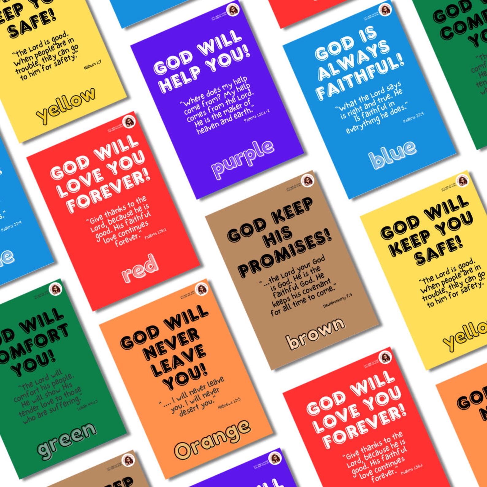 Biblical Memory Verse Flashcards for Kids - Bible Verses Color Learning ...