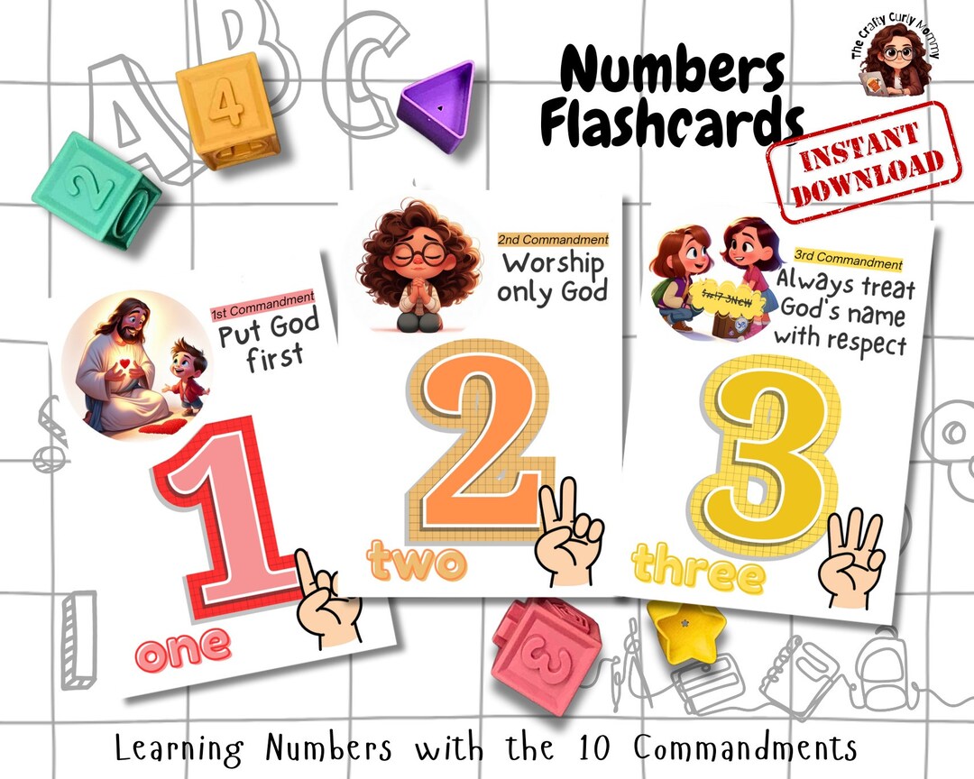 Numbers Flashcards Educational Bible Learning for Preschool Activity ...