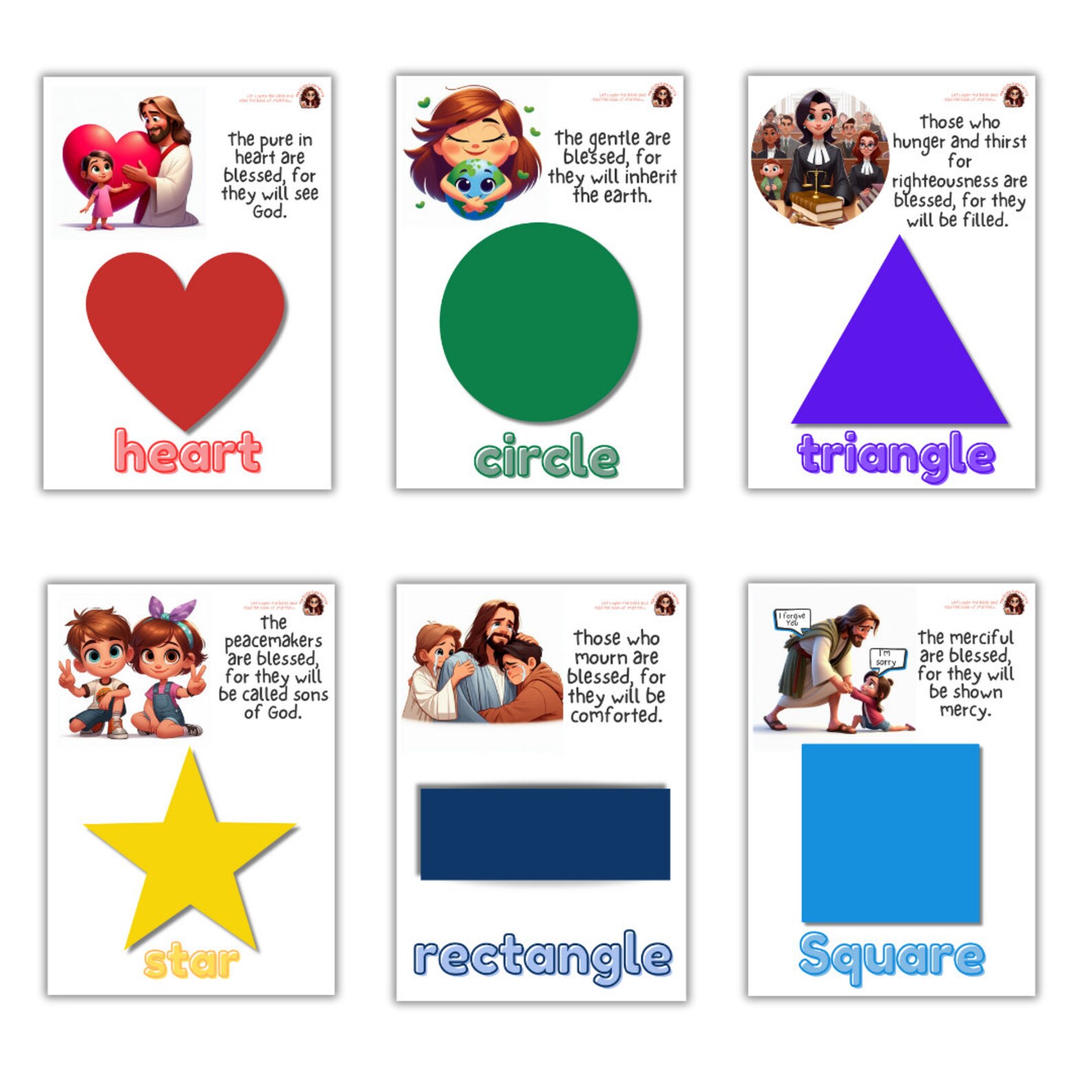 Learning Shapes Bible Verse Cards Activity for Kids Educational ...