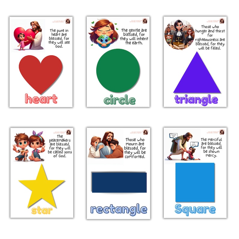 Learning Shapes Bible Verse Cards Activity for Kids Educational ...