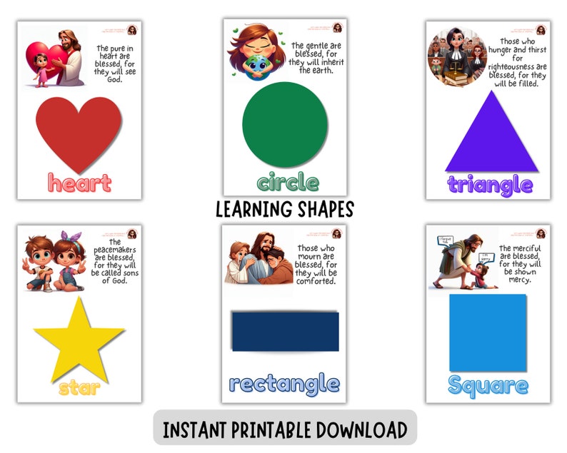 Learning Shapes Bible Verse Cards Activity for Kids Educational ...
