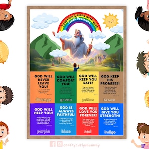 Learning Colors Poster With Bible Verses Scripture Cards Educational ...