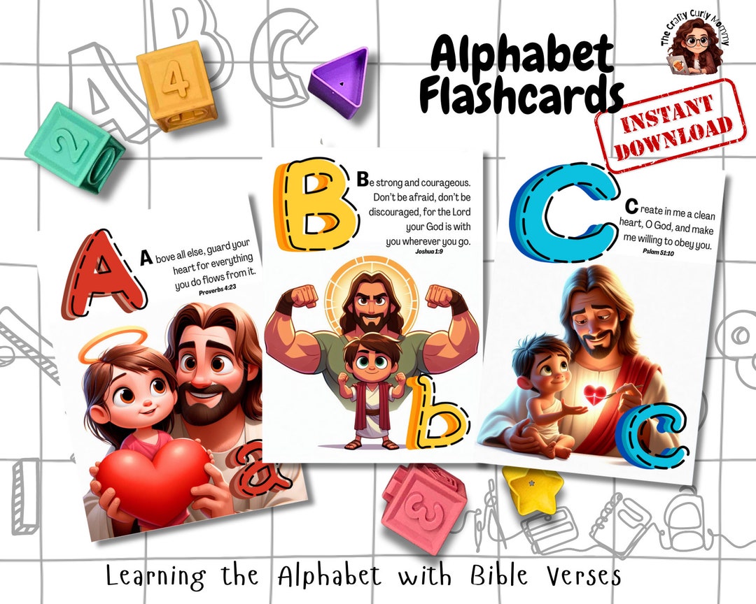 ABC Bible Flashcards Printable for Kids Memorization Bible Verses ...