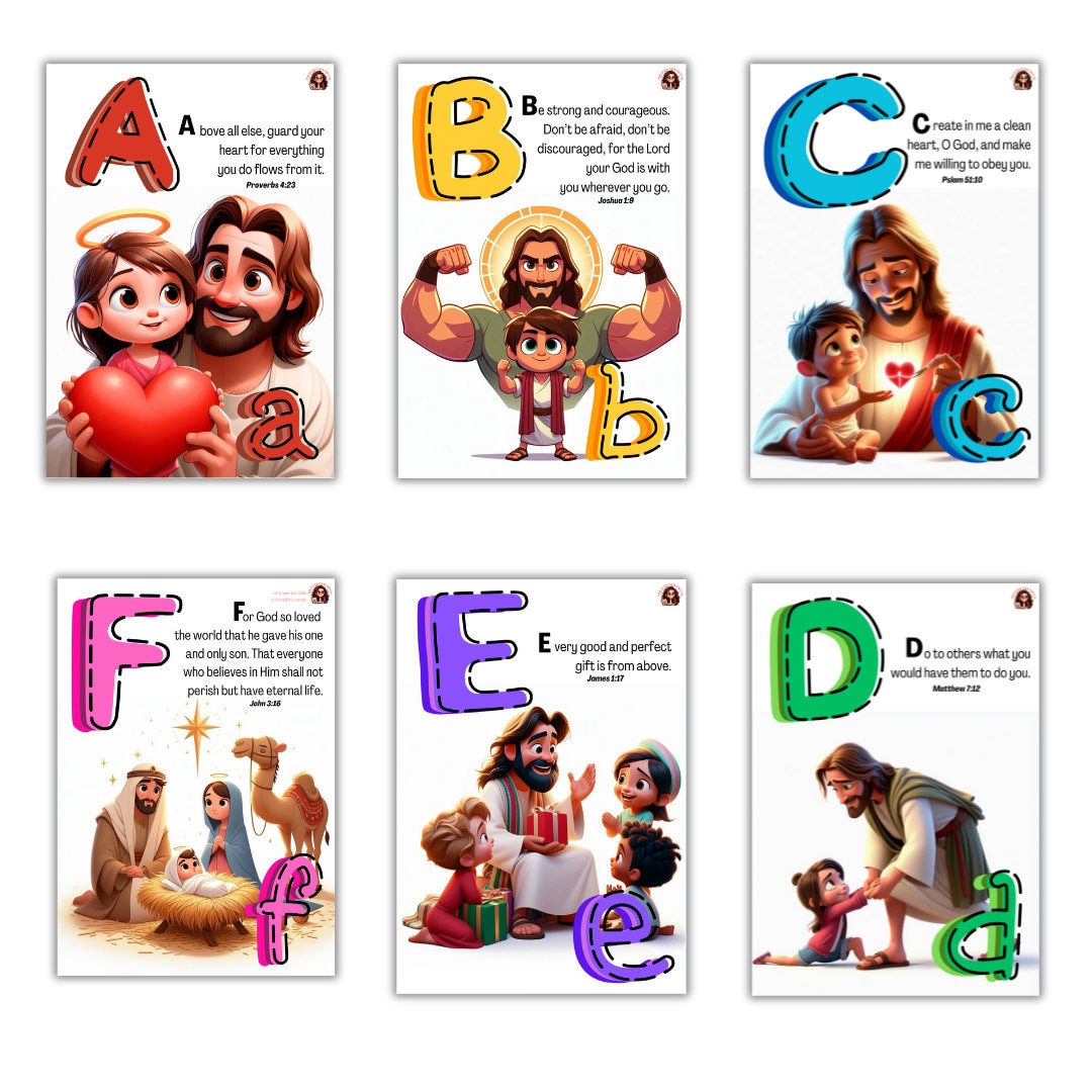 ABC Bible Flashcards Printable for Kids Memorization Bible Verses ...