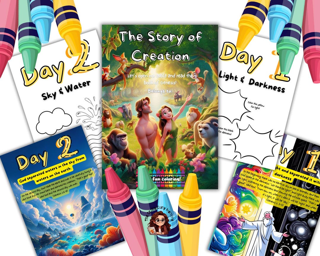 Bible Coloring Book, Story of Creation, Jesus Coloring Pages, Kids ...