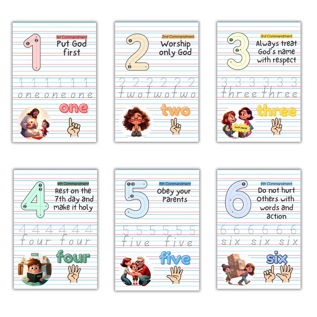 Numbers Tracing Practice Sheets Homeschool Christian Preschool Activity ...