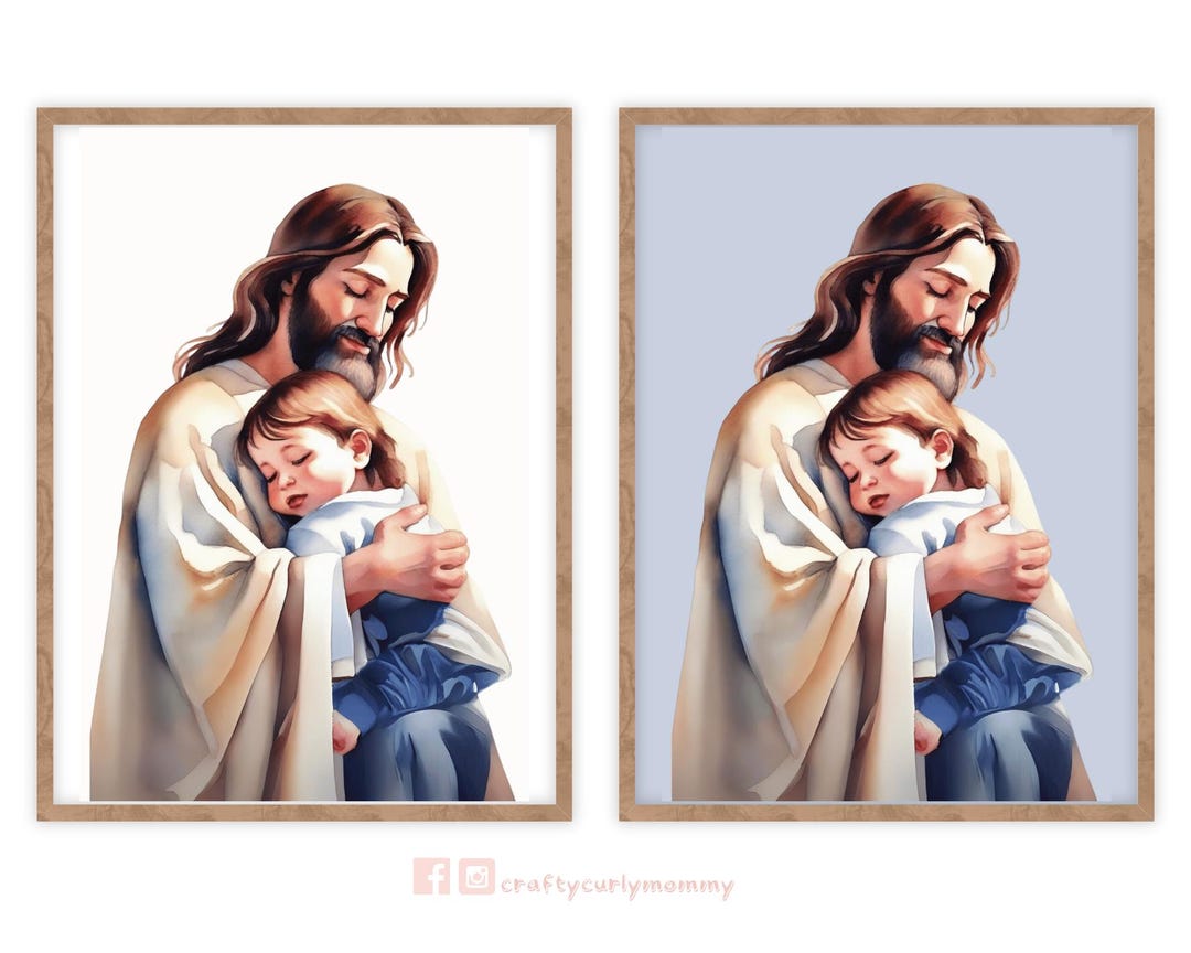 Jesus Hugging Boy, Modern Christian Art, Baptism Gift Boy, Expecting ...