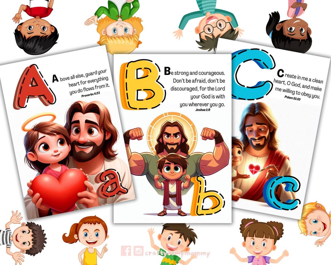 ABC Bible Flashcards Printable for Kids Memorization Bible Verses ...
