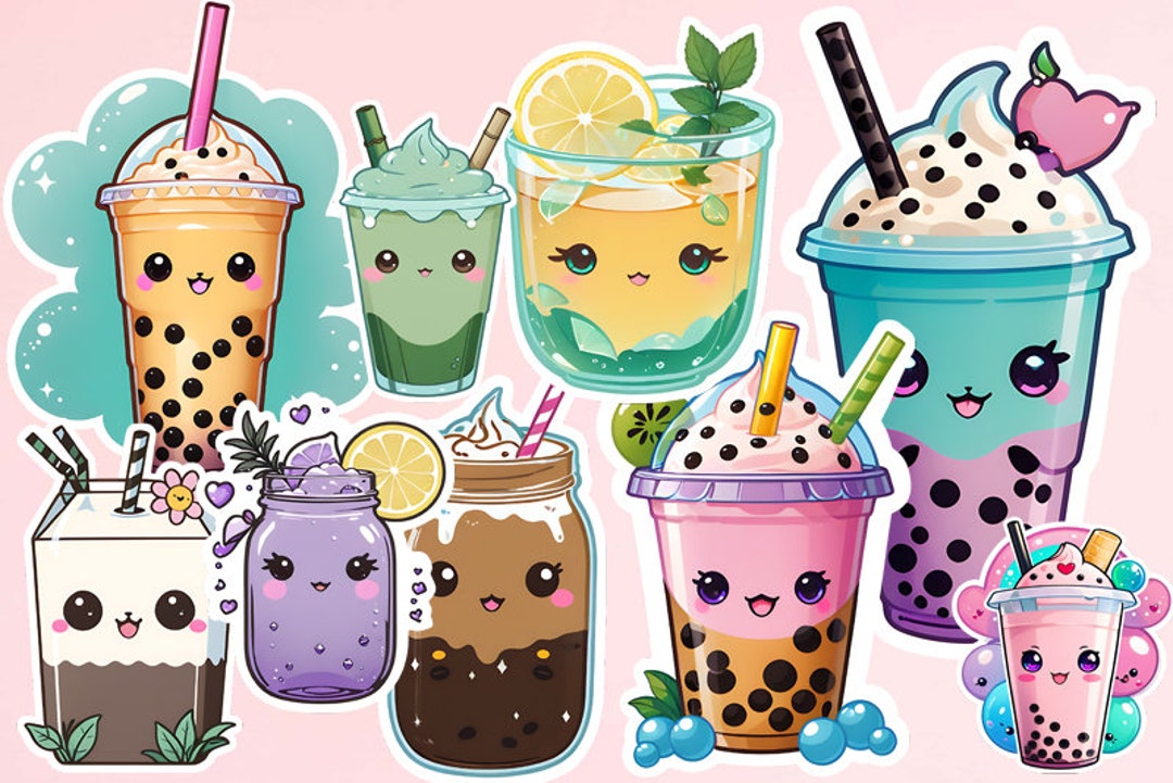 25 Boba Tea Bubble Tea and Drinks Clipart PNG Digital Download ...