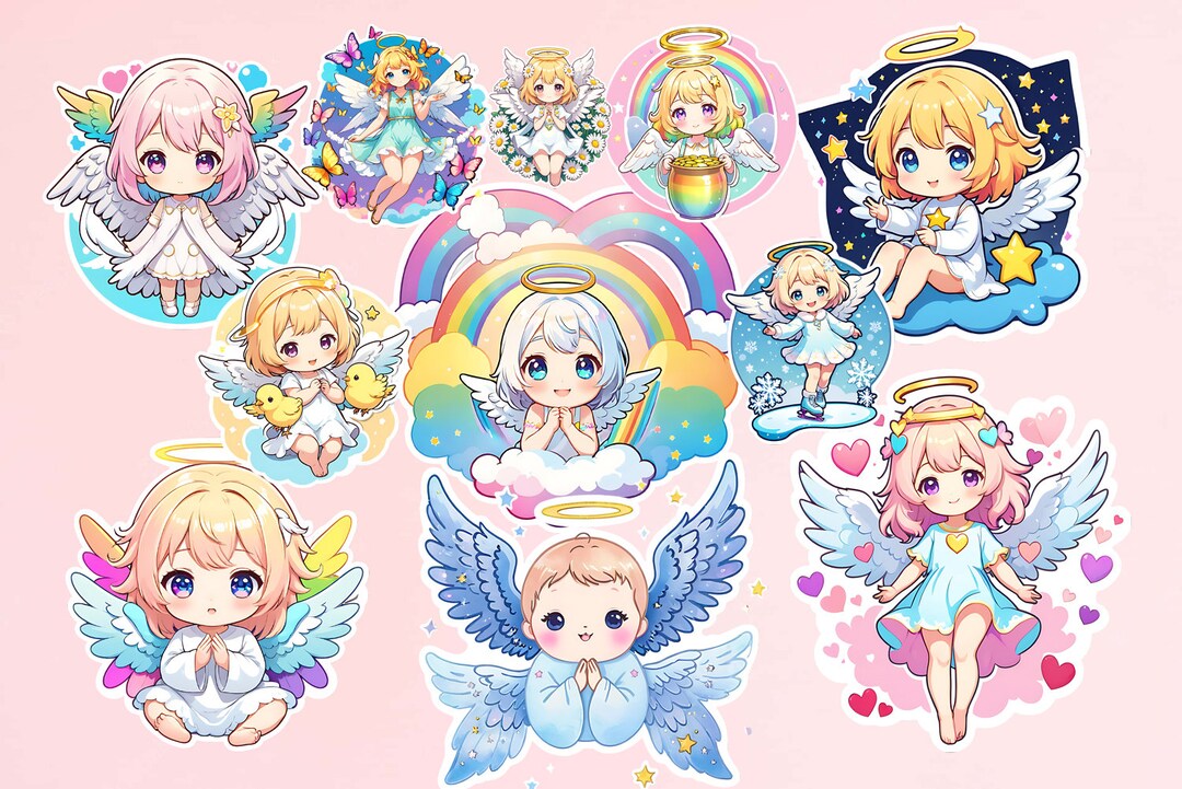 25 Angels Clipart PNG Digital Download Printable Printable Stickers ...