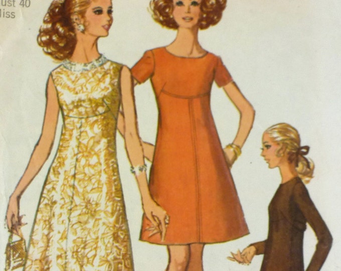 Vintage 1960s Sewing Pattern // 60s Maxi Dress // 60s Knee Length Dress ...