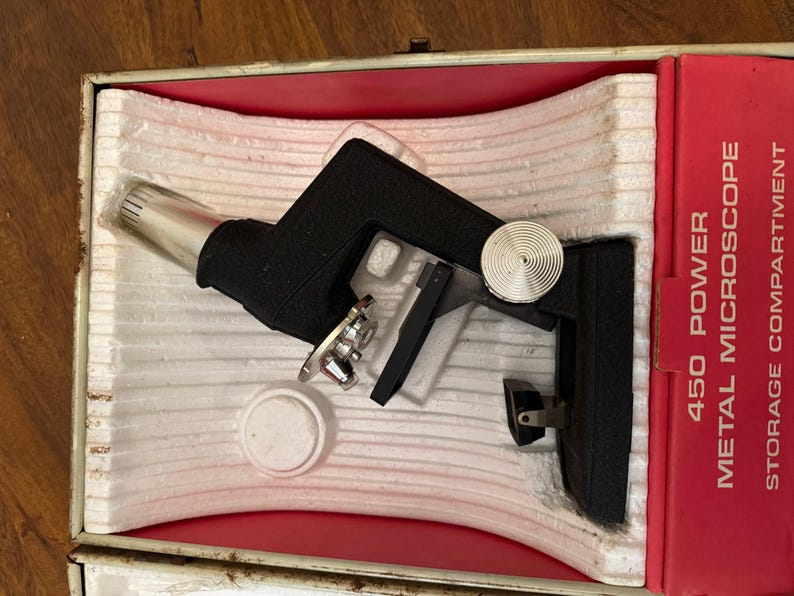 Vintage Skilcraft Microscope Lab Kit: Rusty Metal Box, Retro Science ...