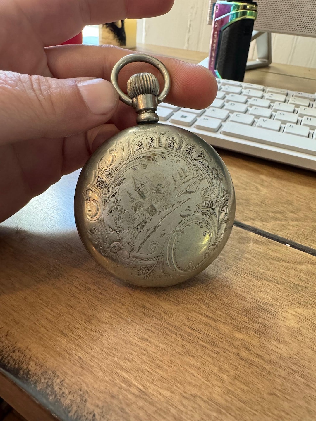 Vintage Silver Pocket Watch Holder - Victorian Style, Glass Front ...