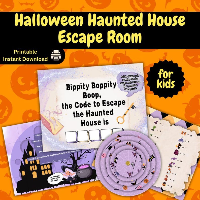 Printable Escape Room. Haunted House Adventure Game for Families, Kids ...