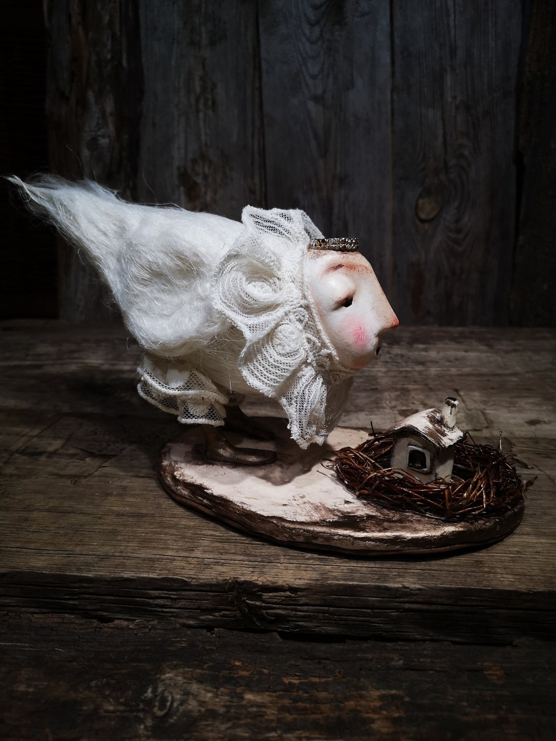 Collectible Art Doll Bird, OOAK Bird Home Decoration, Handmade Art Doll ...