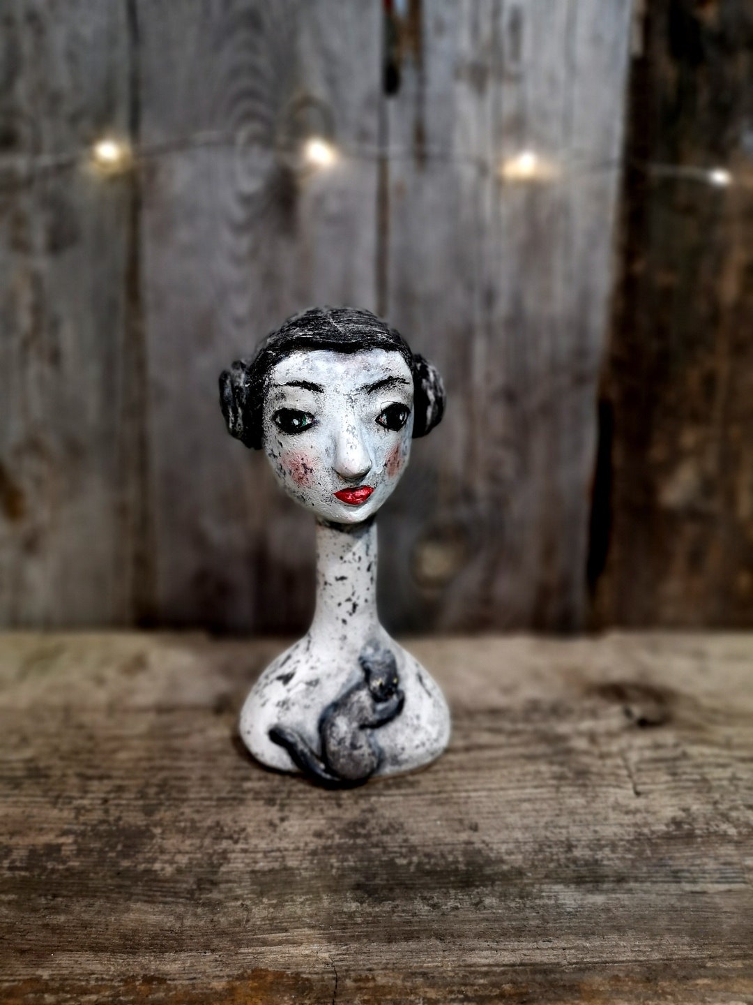 Female Bust With Cat Bust for Interior Cat Lovers Cat in the Interior ...