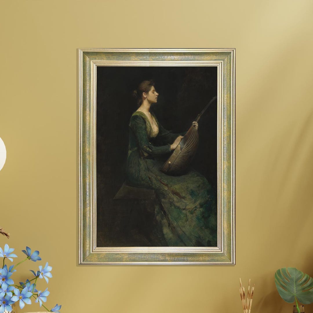 Lady With a Lute 1886 - Timeless Vintage Framed Artwork by Thomas ...