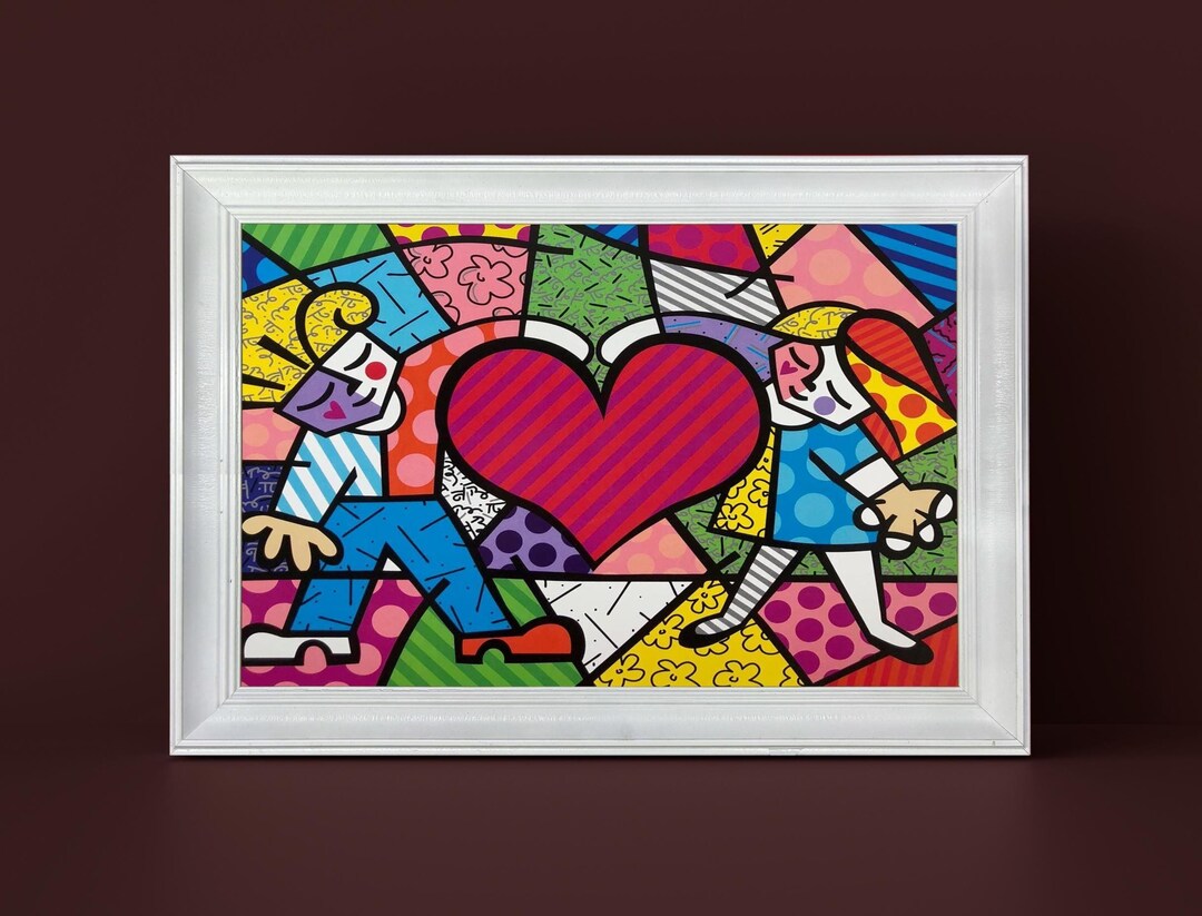 Romero Britto Exhibition Framed Poster | Heart Kids Love | Museum ...