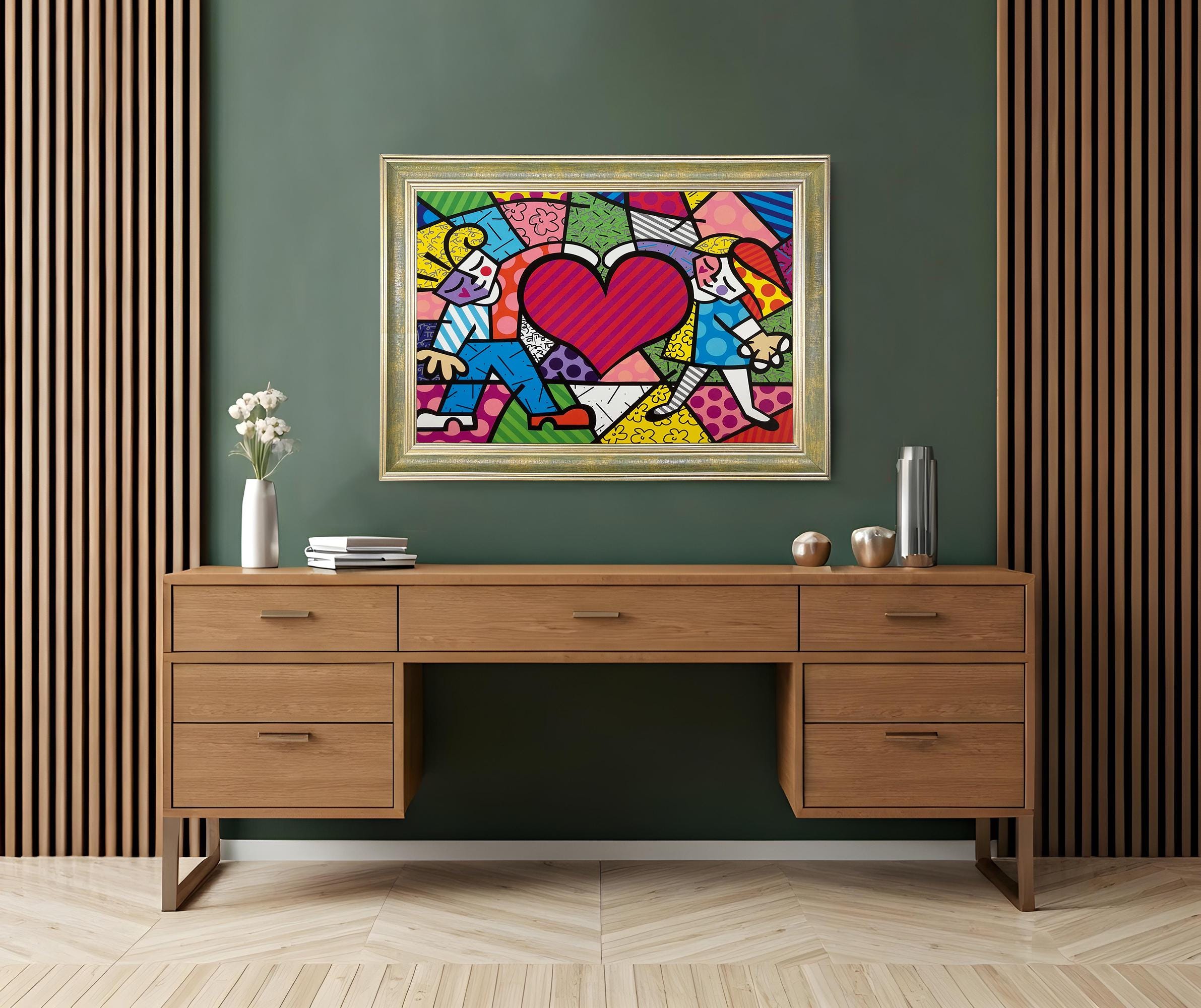 Romero Britto Exhibition Framed Poster | Heart Kids Love | Museum ...