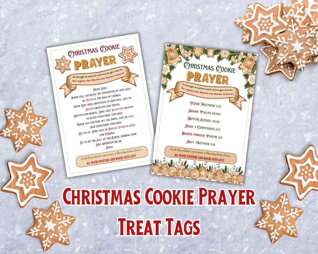 Christmas Cookie Prayer Treat Tags, Printable Christmas Favor Tags With ...