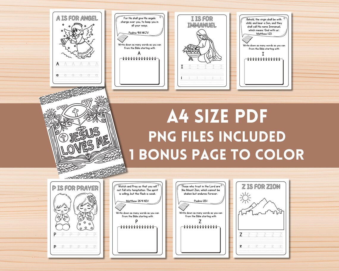 Bible ABC Coloring Pages for Christian Homeschool and Sunday School ...