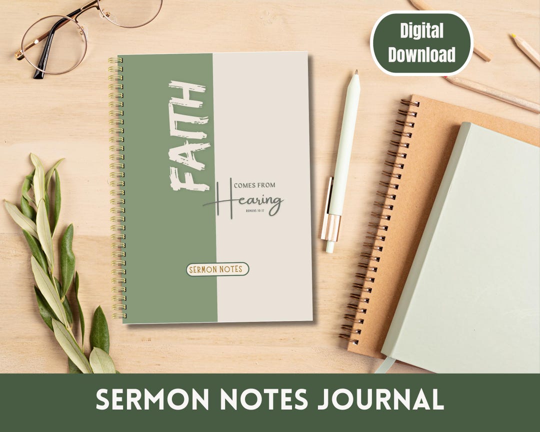 Sermon Notes Journal Printable: Weekly Devotion, Church Notes (digital ...