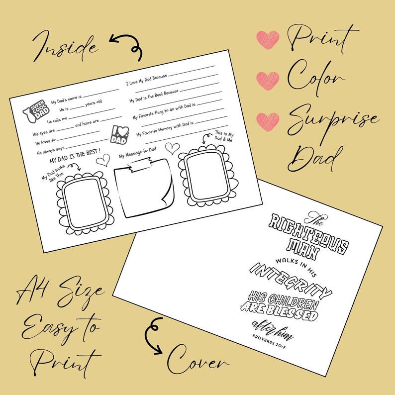 Happy Father's Day Christian Printable Coloring Card, All About My Dad ...