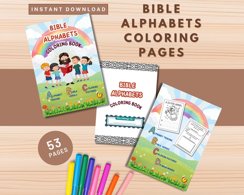 Bible ABC Coloring Pages for Christian Homeschool and Sunday School ...