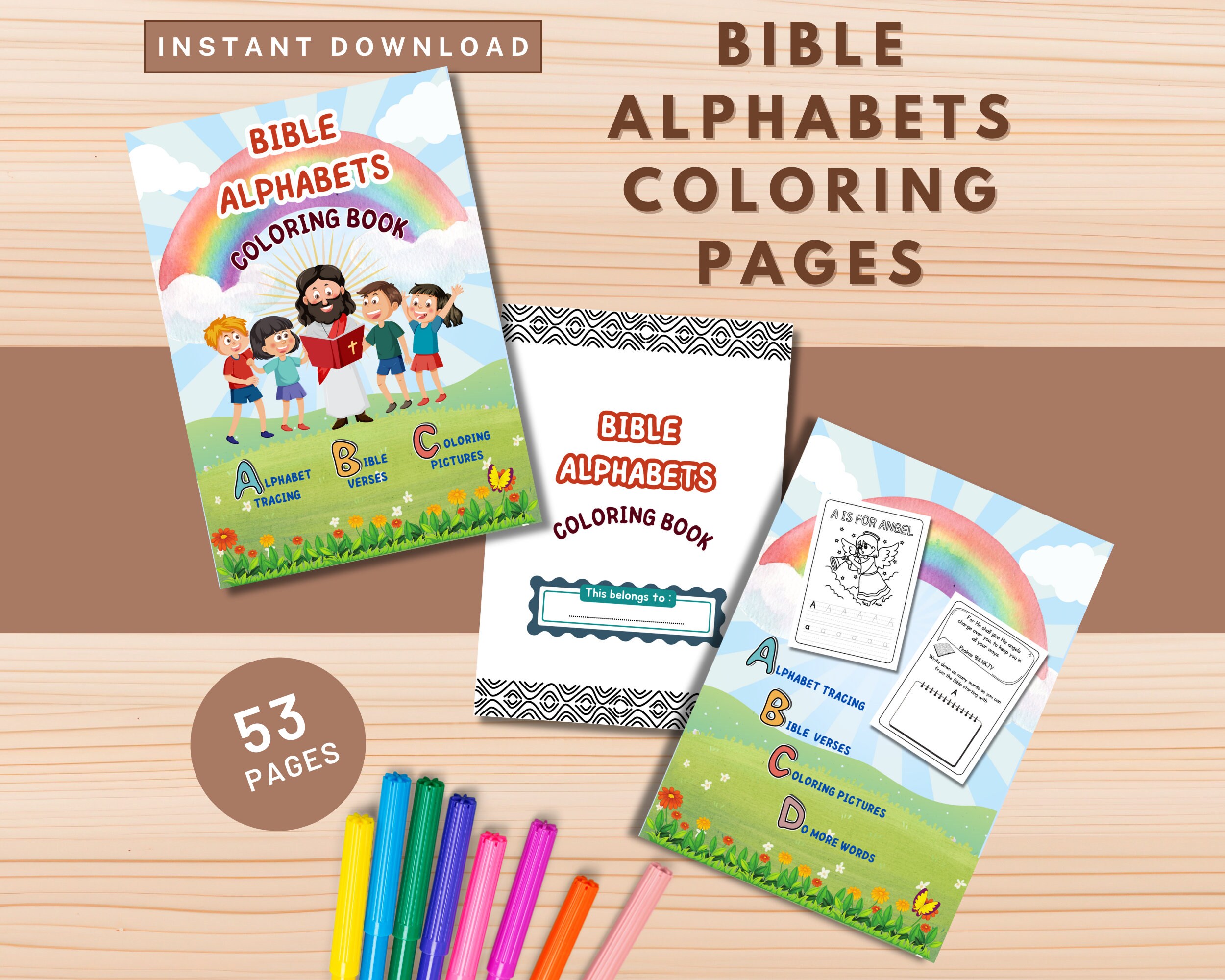 Bible ABC Coloring Pages for Christian Homeschool and Sunday School ...