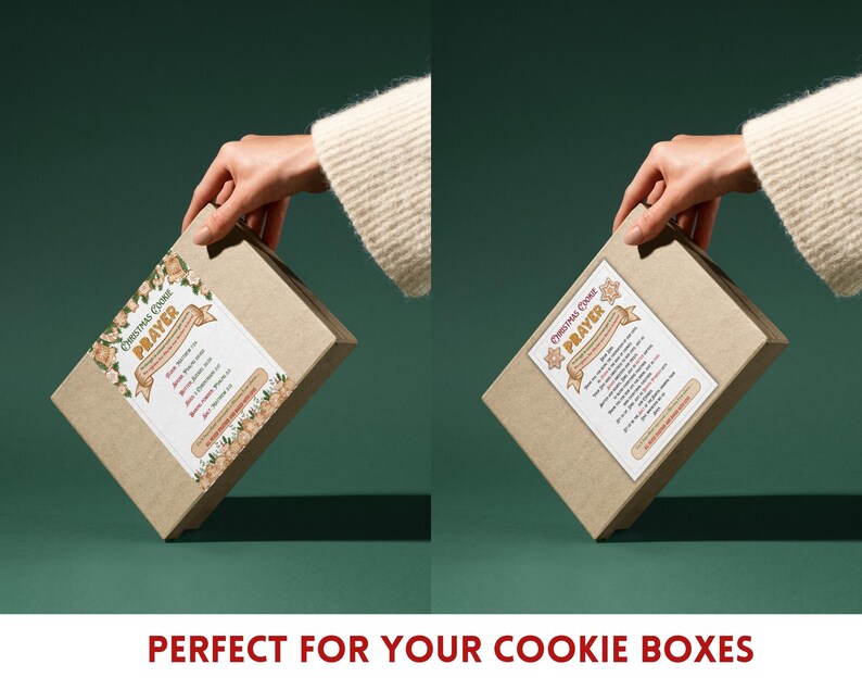 Christmas Cookie Prayer Treat Tags, Printable Christmas Favor Tags for ...