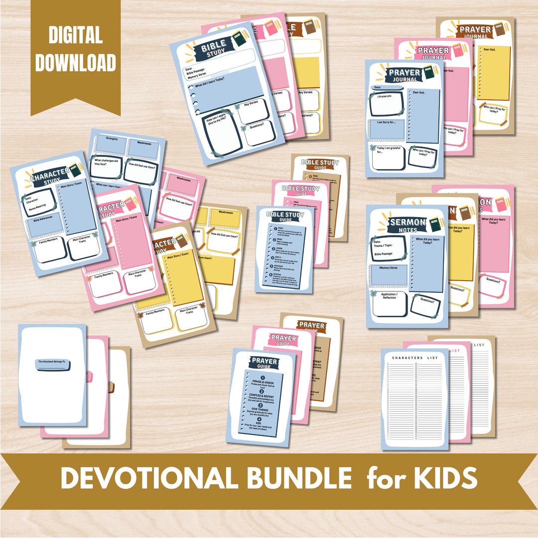 Devotional Bundle for Christian Kids and Youths Printable Worksheet ...