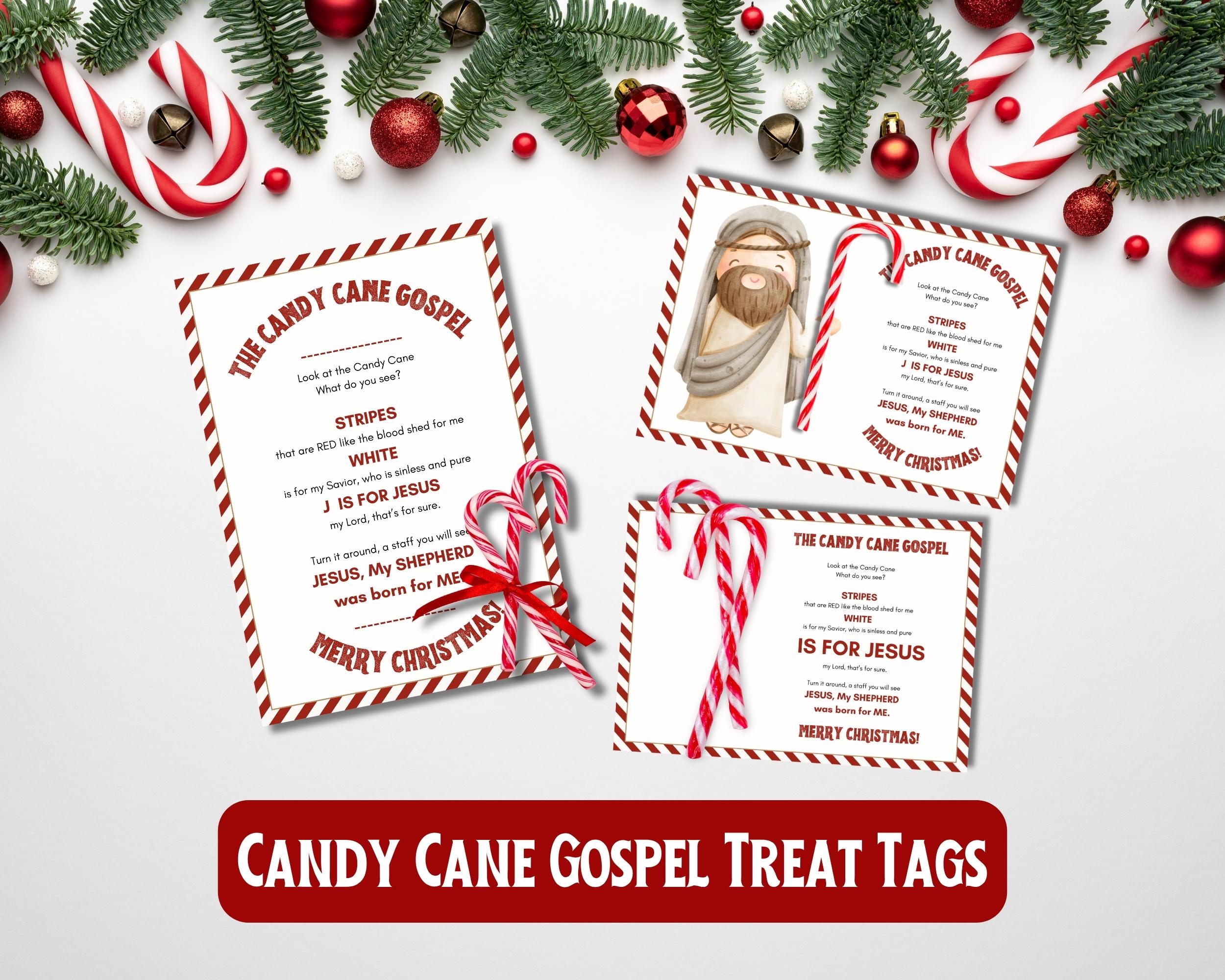 Candy Cane Gospel Treat Tags, Printable Christmas Favor Tags, Instant ...