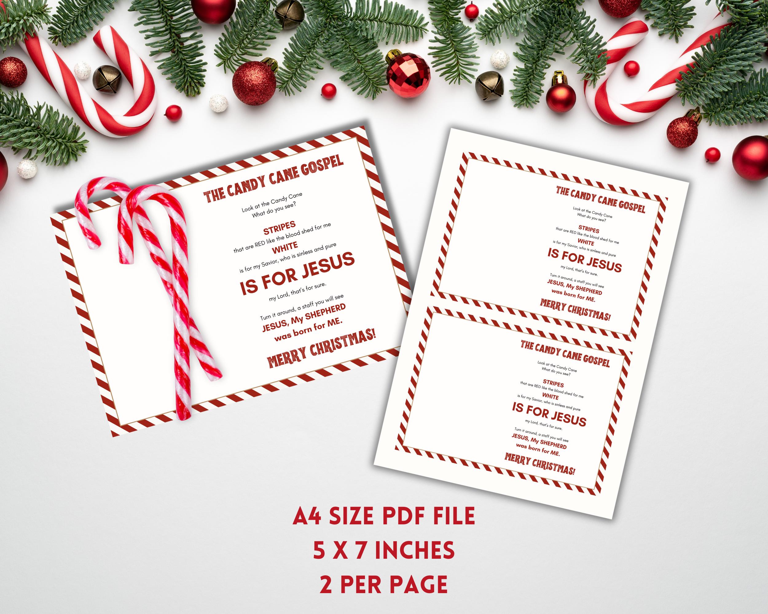 Candy Cane Gospel Treat Tags, Printable Christmas Favor Tags, Instant ...