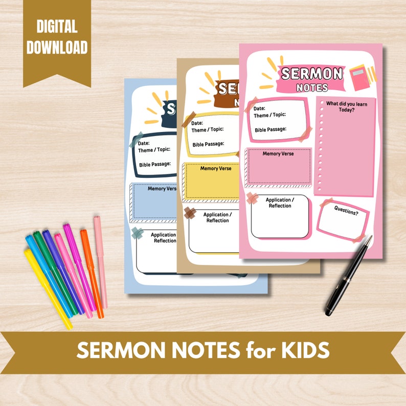 Sermon Notes for Kids Printable, Kids Church Weekly Journal, Christian ...