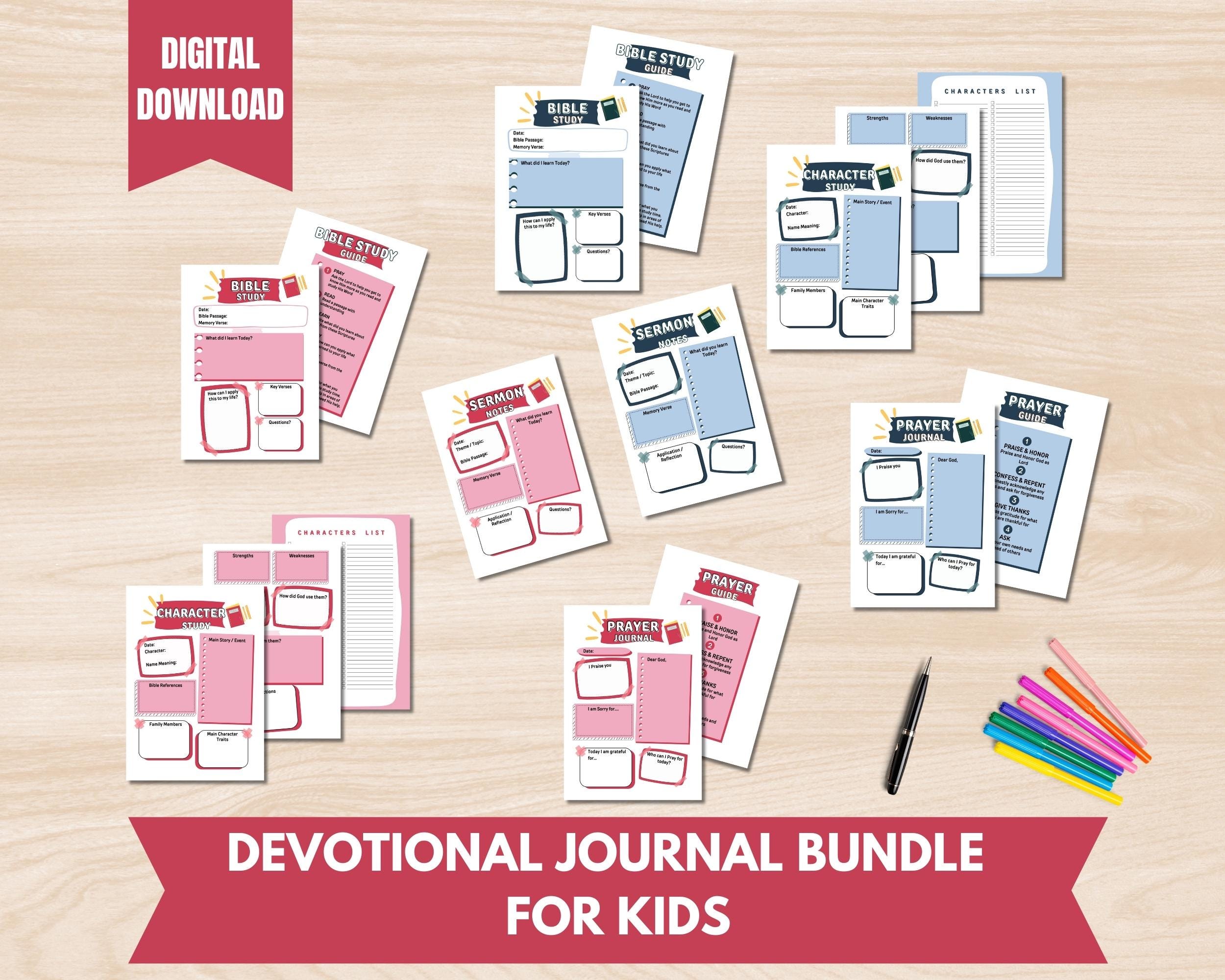 Bible Study Journal Bundle for Kids, Instant Download Printable ...