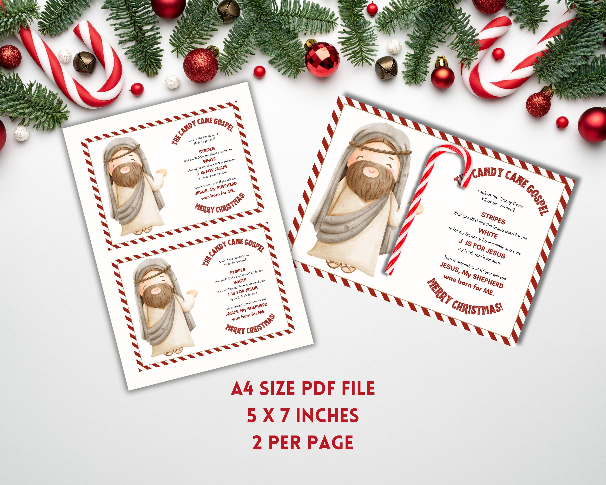 Candy Cane Gospel Treat Tags, Printable Christmas Favor Tags, Instant ...