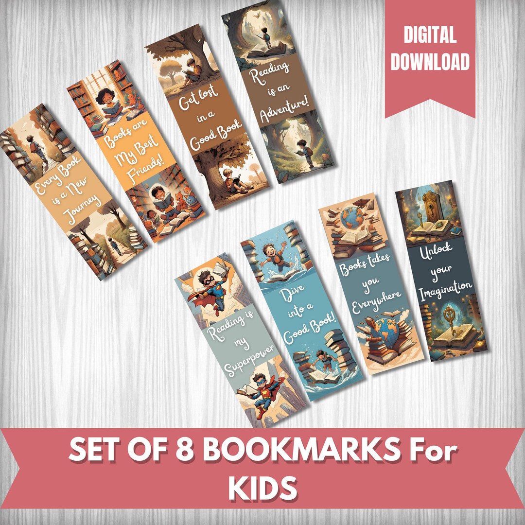 Set of 8 Bookmarks for Kids, Concept Art Bookmarks for Summer Reading ...
