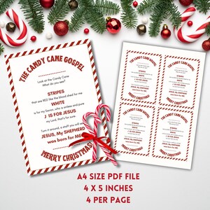 Candy Cane Gospel Treat Tags, Printable Christmas Favor Tags, Instant ...